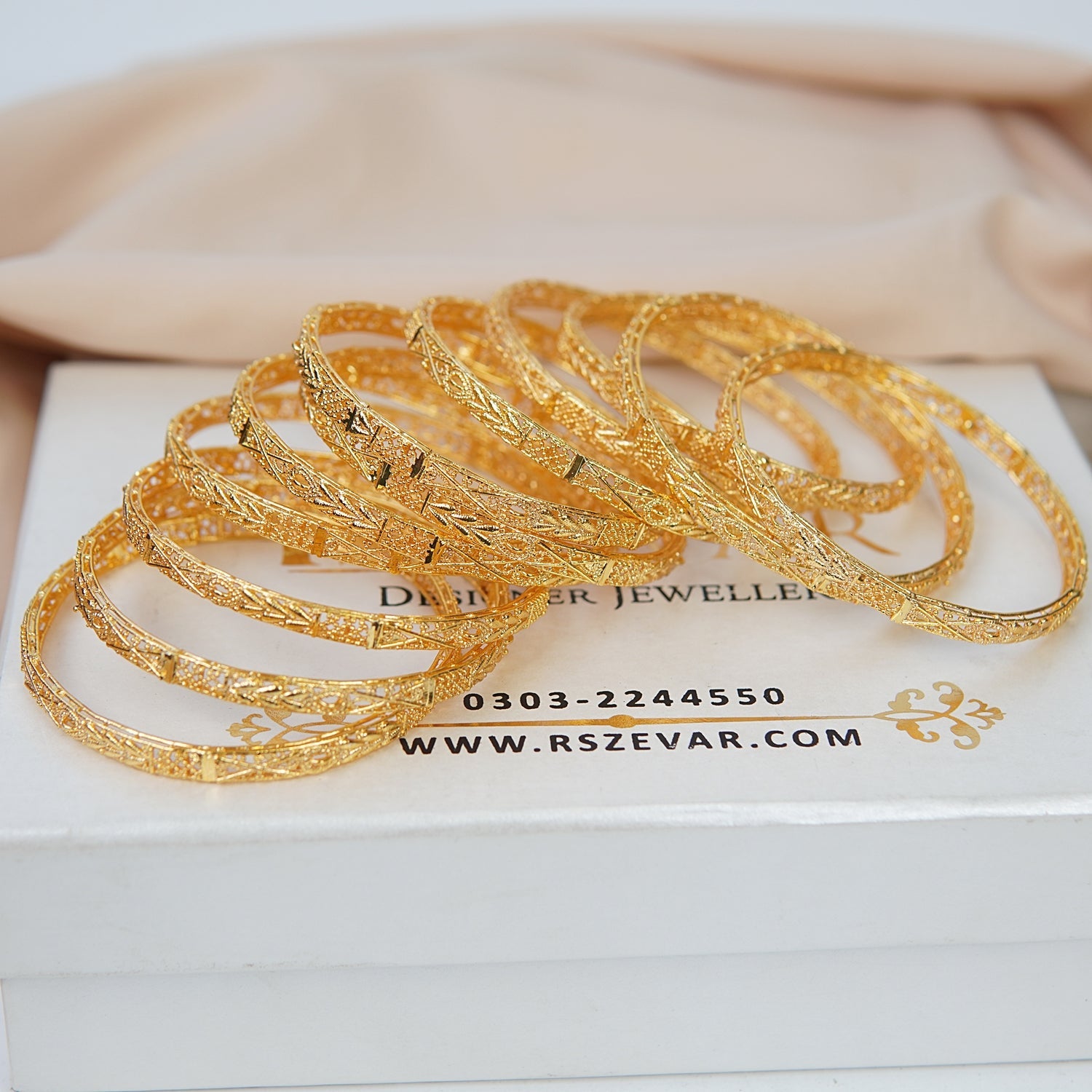 12 Pieces Gold Look Like Bangles - RS ZEVARS