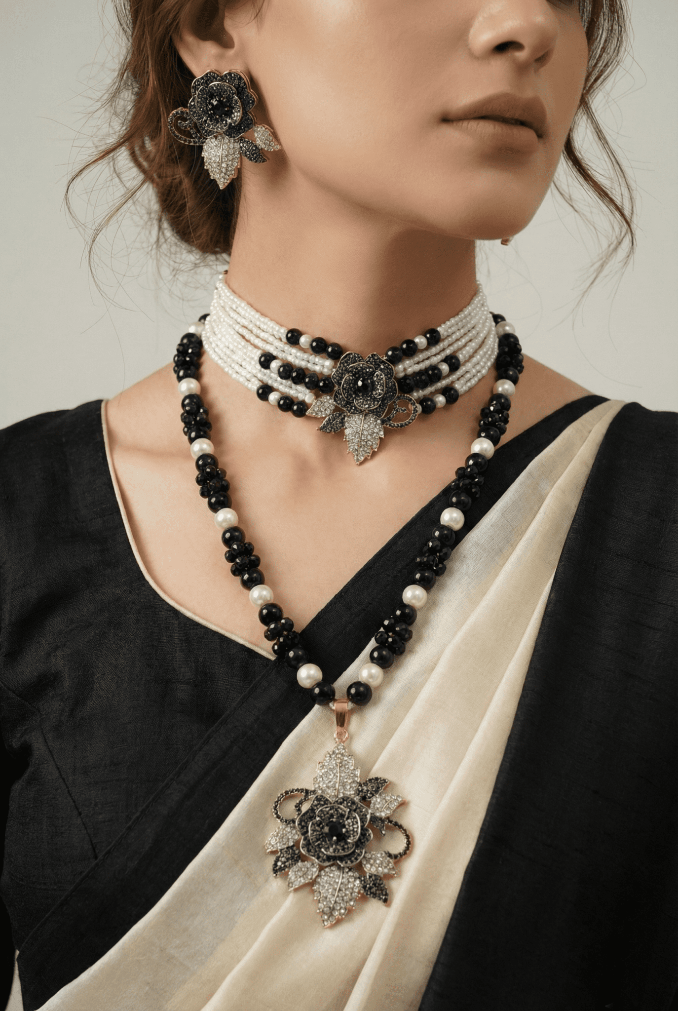 Zirconia Mala Choker Set Two-Tone Bridal | RS ZEVAR