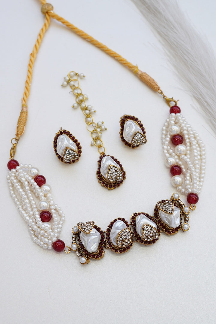 Turkish Mother Pearl Choker Set - RS ZEVARS