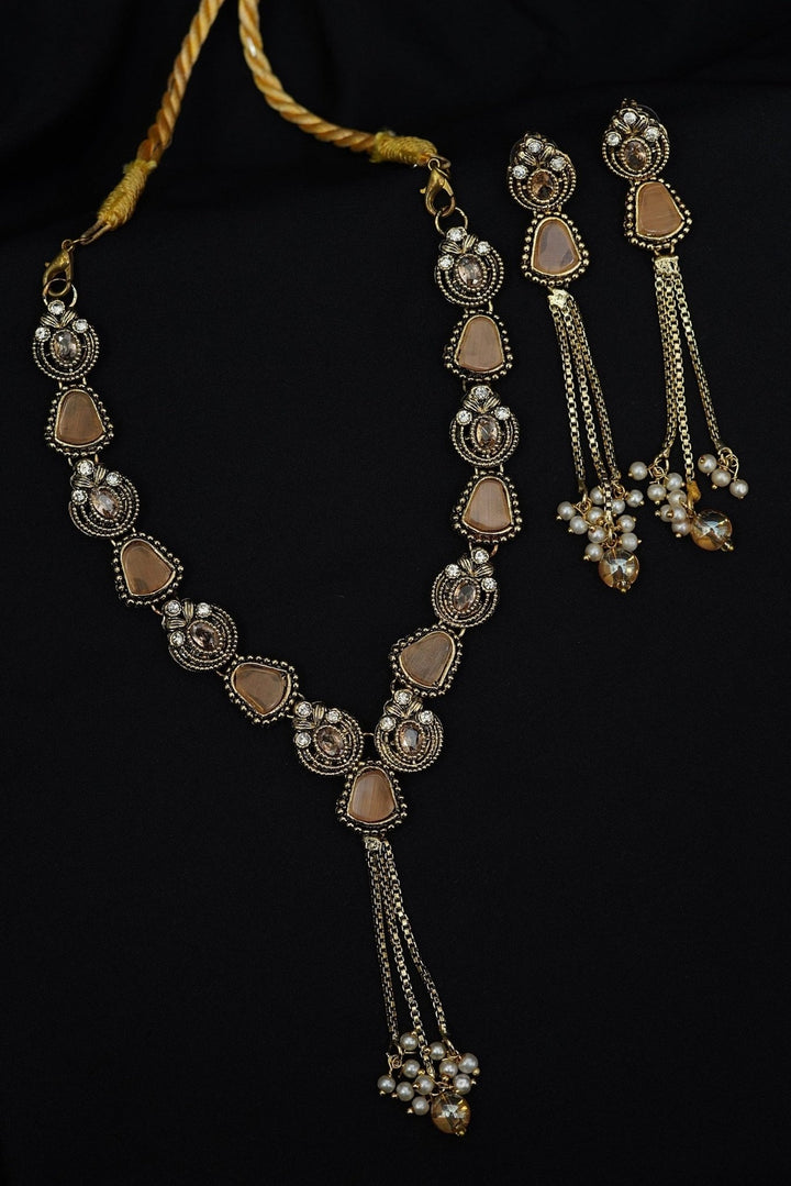 Elegant Turkish Gemstone Latkan Necklace Set - RS ZEVARS