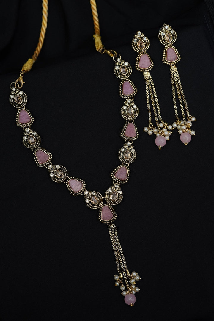 Elegant Turkish Gemstone Latkan Necklace Set - RS ZEVARS