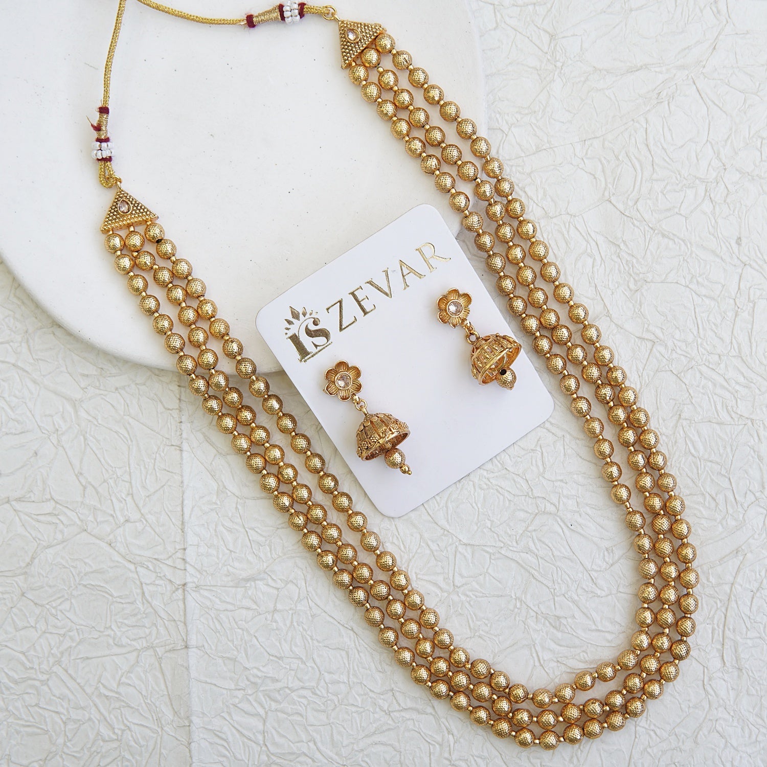 Rajwadi Style 3 Layers Mala Set - RS ZEVARS