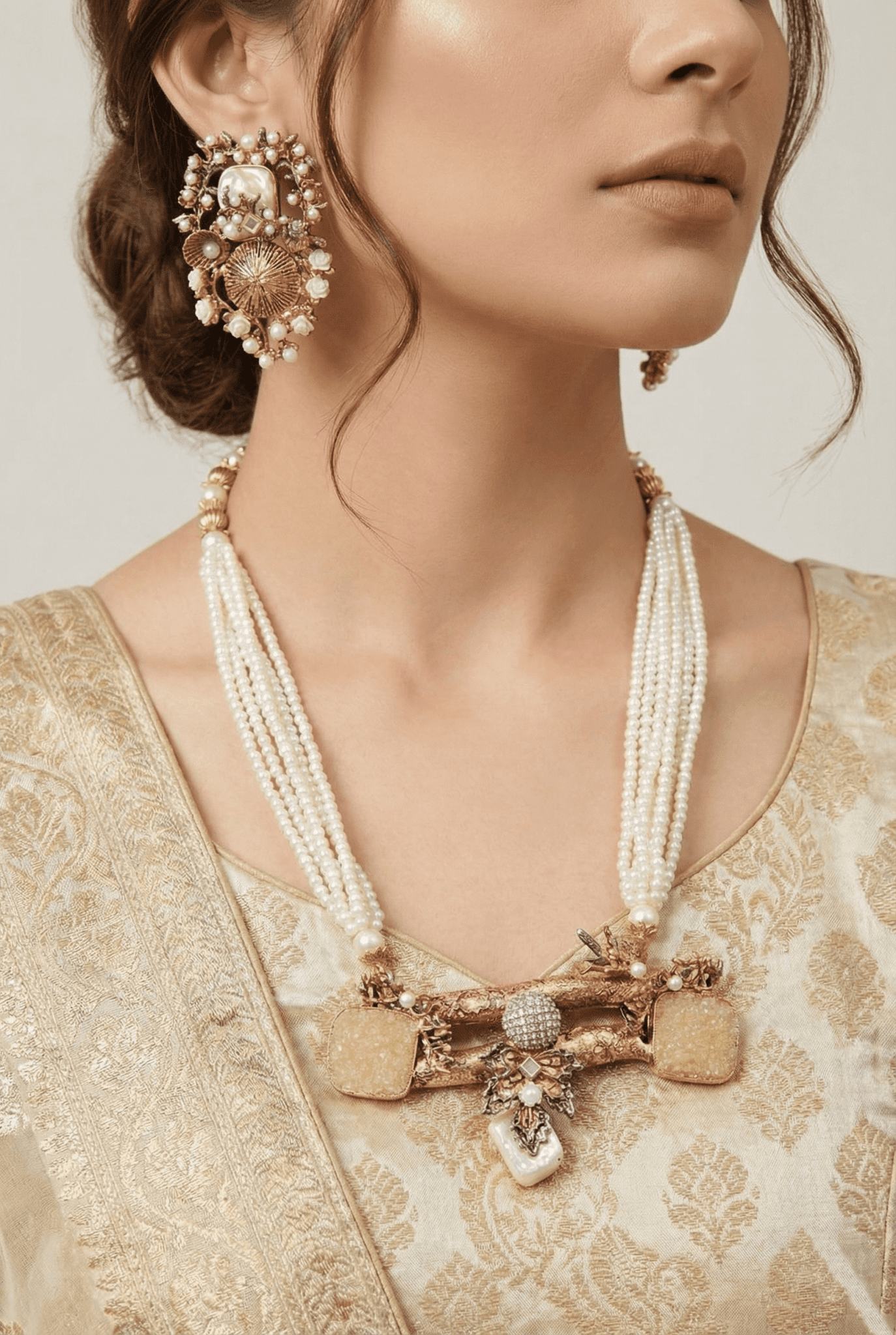 Madrasi Handwork Mother Pearl Pendant Set - RS ZEVARS