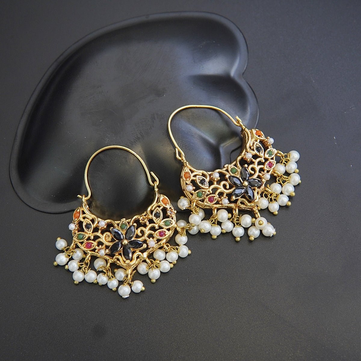 Navratan Beautiful Chand Bali - RS ZEVARS