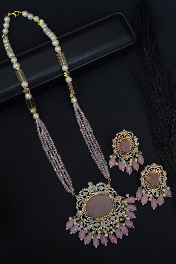 Turkish Big Stone Long Rani Haar Set - RS ZEVARS