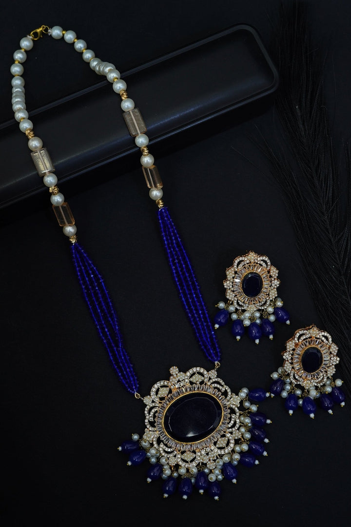 Turkish Big Stone Long Rani Haar Set - RS ZEVARS