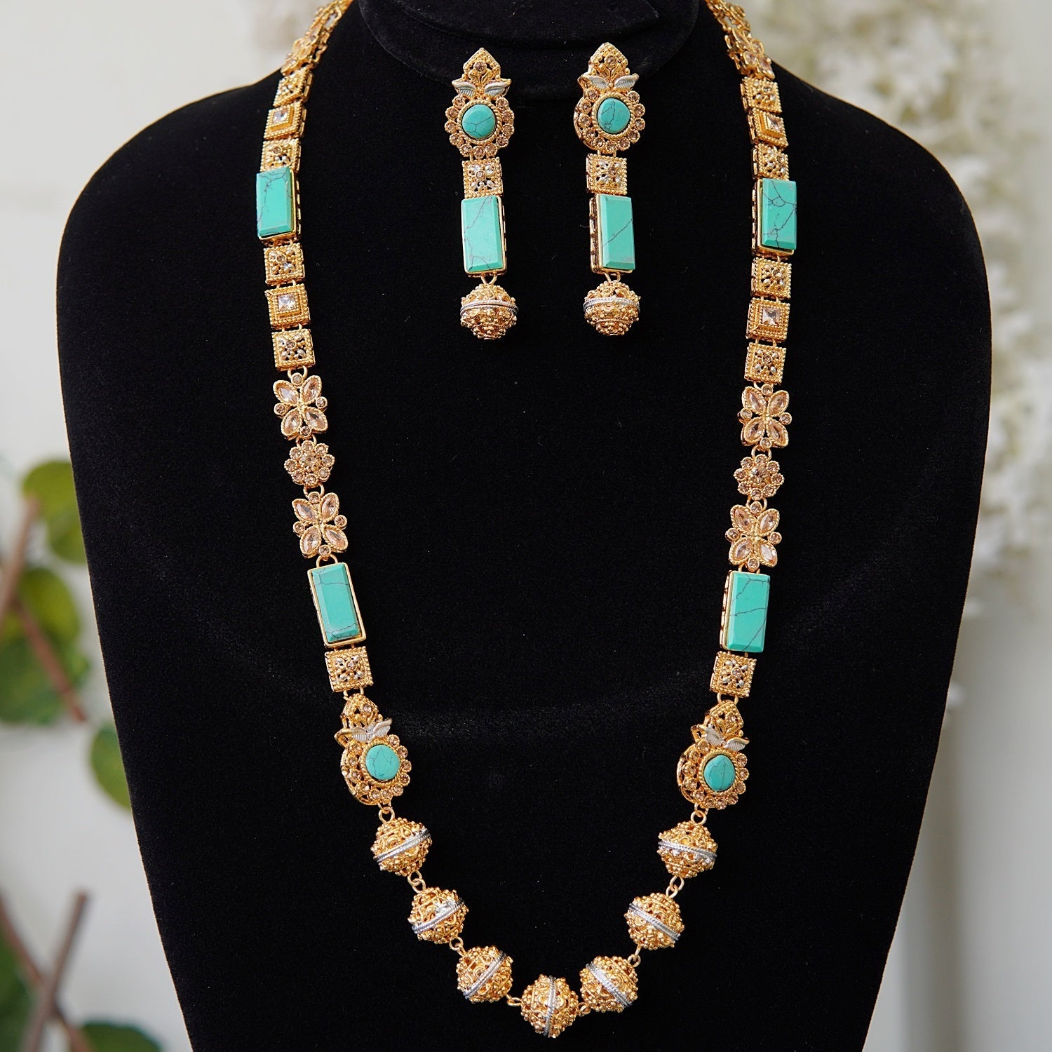 Turkish Gemstones Raj Mala Set - RS ZEVARS