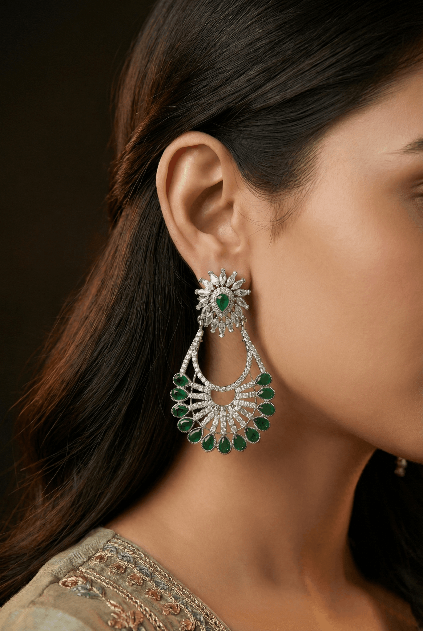 Zirconia Silver Chand Bali - RS ZEVARS