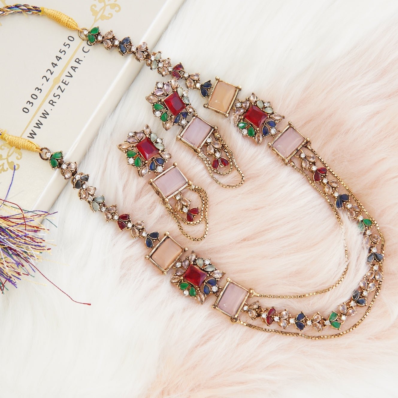 Double Sided Precious Stones Loaded Mala - RS ZEVARS