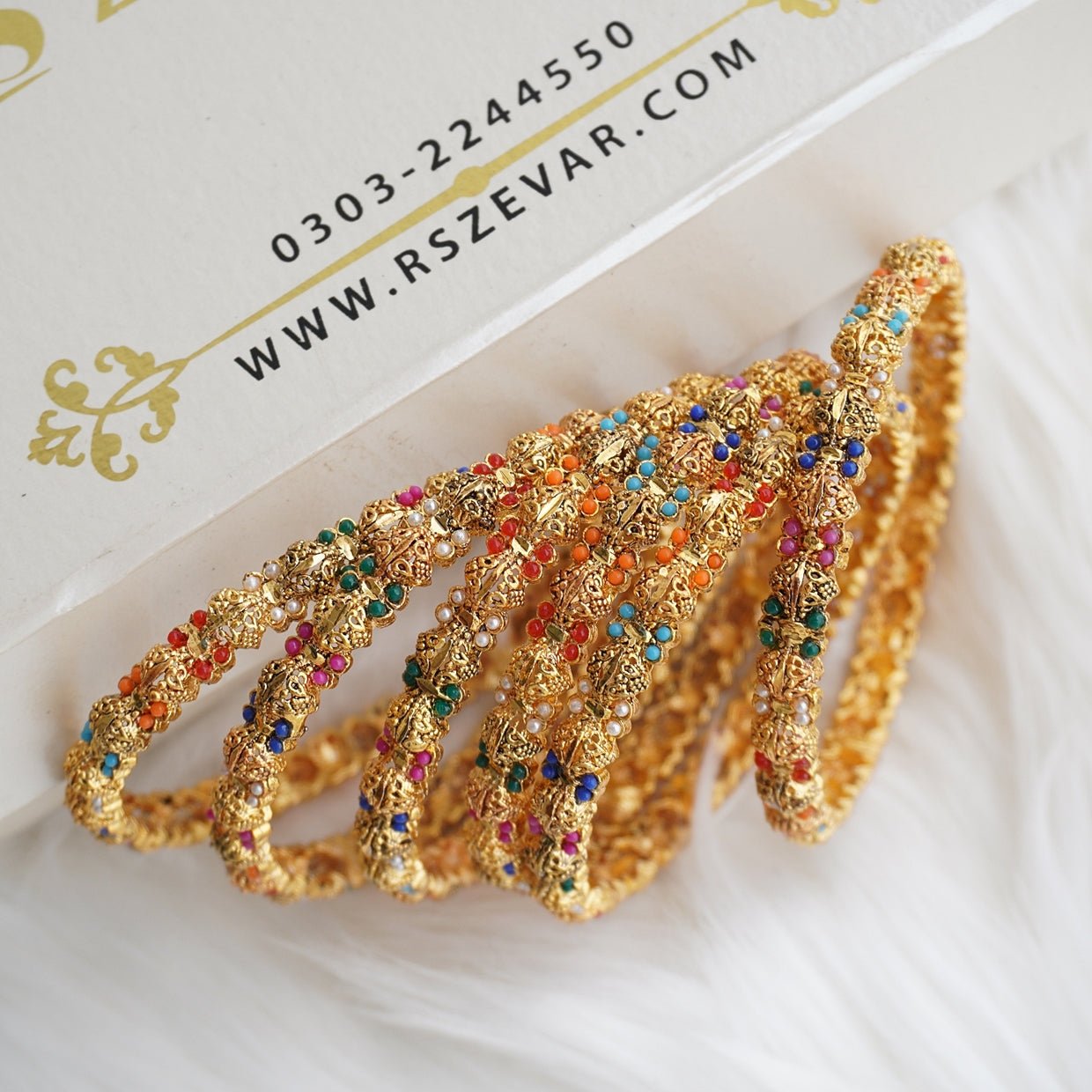 Golden 6 Piece Copper Churi Kara Set - RS ZEVARS