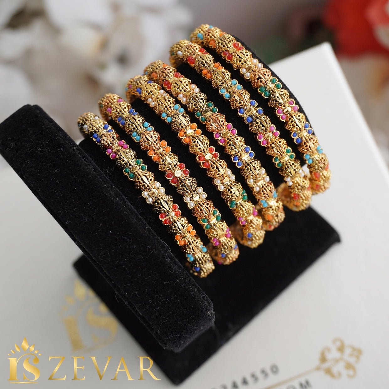 Golden 6 Piece Copper Churi Kara Set - RS ZEVARS