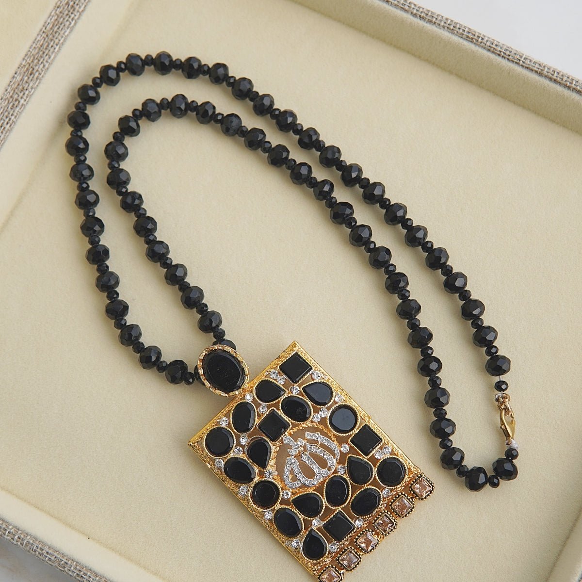 Turkish Gem & Stones Calligraphy Pendant - RS ZEVARS