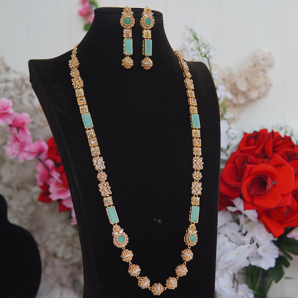 Turkish Gemstones Raj Mala Set - RS ZEVARS